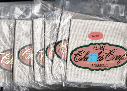 Charles Craft Collectible NAPKINS 15" x 15" Oatmeal Aida 14ct 1 ...