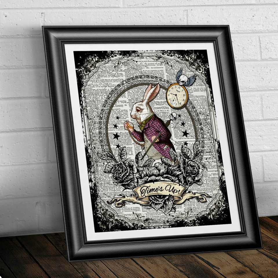 White Rabbit Alice in Wonderland dictionary book page print Poster ...