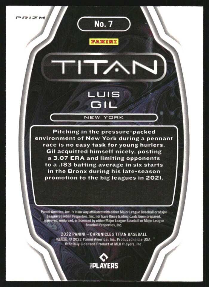 2022 Panini Chronicles Titan Pink Pulsar #7 Luis Gil | eBay