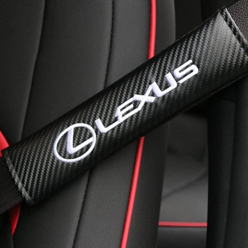 2pcs LEXUS Logo Style Carbon Seat Belt Pads Shoulder Covers – Black ...