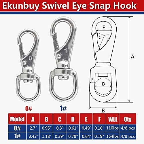Swivel Eye Snap Hooks 304 Stainless Steel Heavy Duty 2.7 Inch 3.5 Inch ...