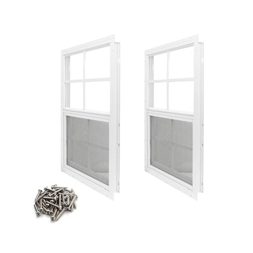 Rust,Free Shed Window 2,Pack, 12x18, Tempered Glass & Fiberglass Screen ...