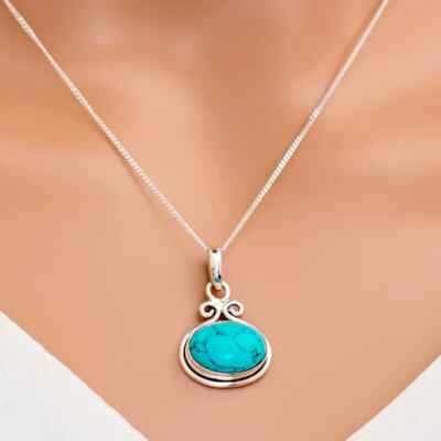 Fine Santa Rosa Turquoise Gemstone 925 Sterling Silver Handmade Pendant ...