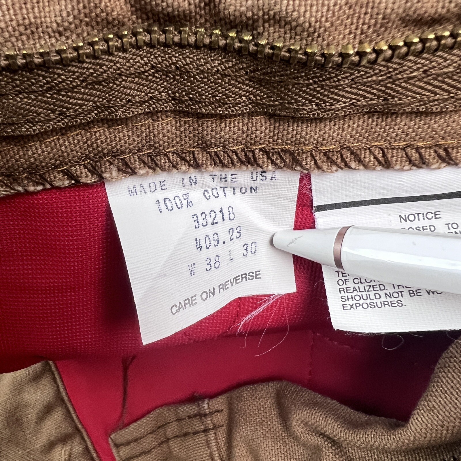 Vintage Key Pants Men 38x30 Brown Canvas Lined Quilte… - Gem