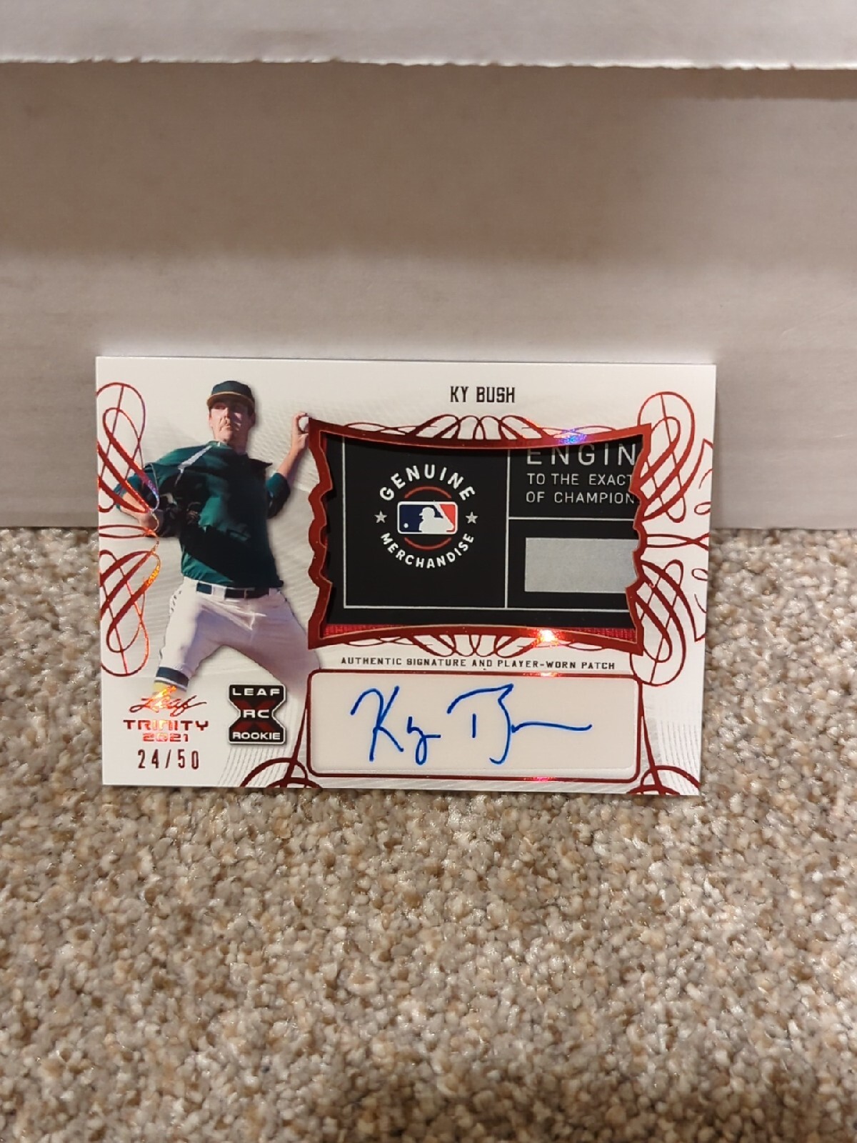 2021 Leaf Trinity Ky Bush #'d 24/50 MLB Logo Red Rookie Patch Autograph ...