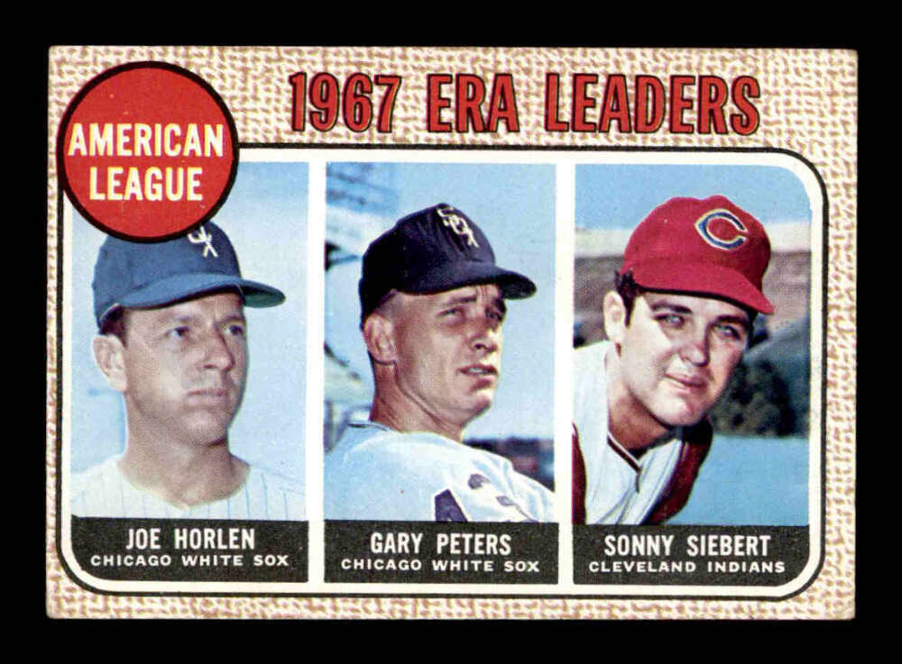 1968 Topps #8 Joe Horlen/Gary Peters/Sonny Siebert AL ERA Leaders VGEX X2758971 | eBay