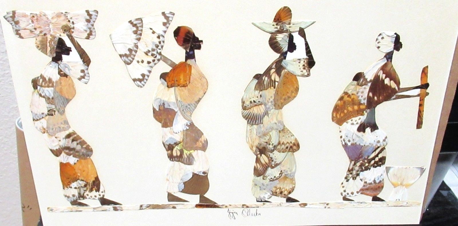 JIJA ODUKA REAL BUTTERFLY WINGS AFRICAN WOMAN HAND SIGNED PAINTING | eBay