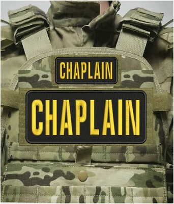 CHAPLAIN embroidery patch 4x10 and 2x5 hook on back GOLD | eBay