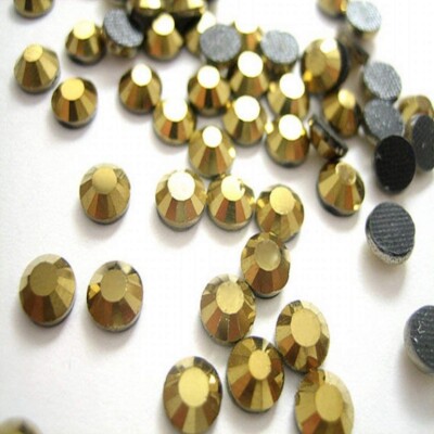 HotFix Rhinestones Flat-Back Gold Crystals Gems 10gross 1440pcs 4mm ...