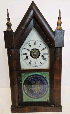 Antique 1870's GILBERT Victorian Mahogany Steeple Mantel Shelf Clock ...