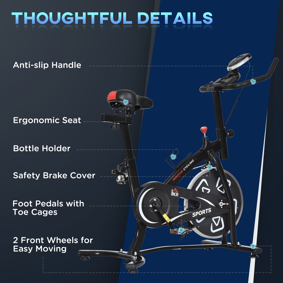 HOMCOM Exercise Training Bike Indoor Cycling Bicycle Trainer LCD ...