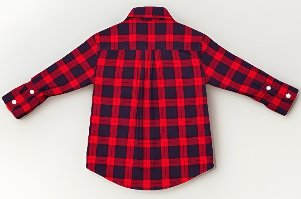 Janie & Jack Boys’ Shirt 6-12 Mos Long Sleeve Red Navy Plaid Button ...