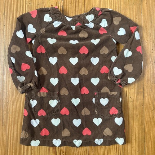 Old Navy 90s brown pink heart corduroy long sleeve dress SIZE 3T | eBay