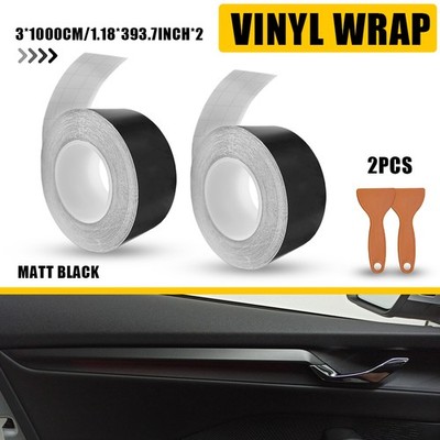 1/2x 3cm*10m Matt Black De-chroming Chrome Delete Tape Wrapping Vinyl ...