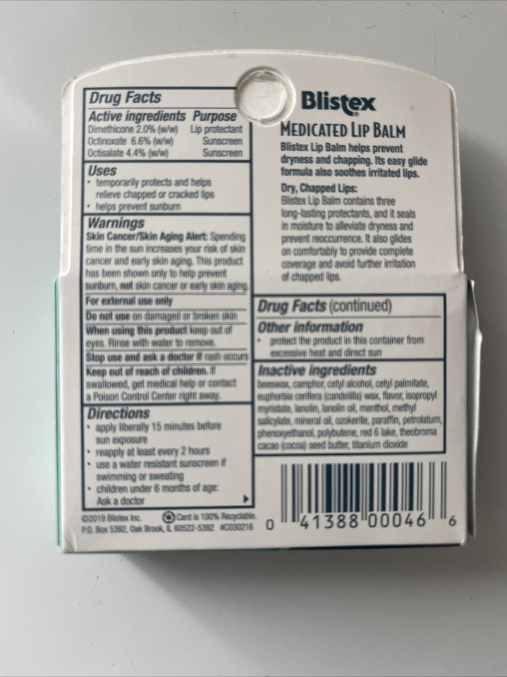 Lip Balm, Prevent Dryness and Chapping, SPF 15 Sun Protection,0.15 ...