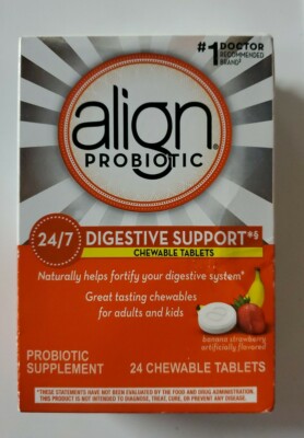 Align Probiotic Banana Strawberry Chewable Tablets 24 Tablets Exp 6/25 ...
