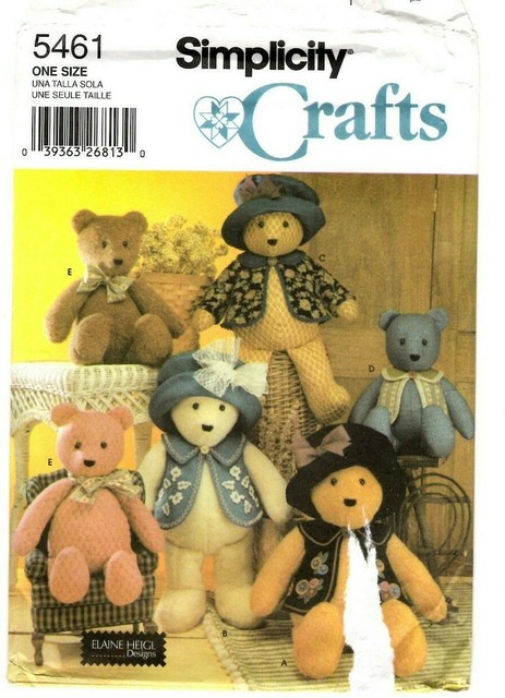 Bears 18 and 22 Inch With Accessories Uncut Pattern Simplicity 5461 for ...