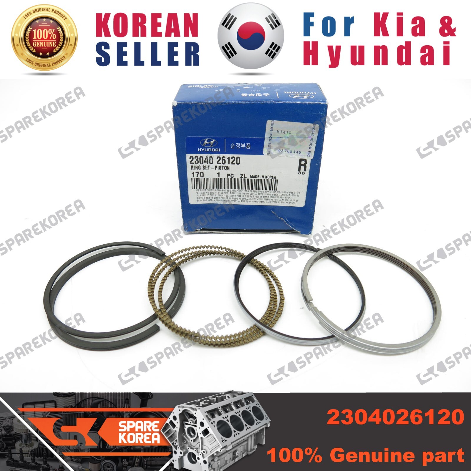 Genuine/OEM 23040RING SET-PISTON for HYUNDAI / KIA Hyundai Lavita | eBay