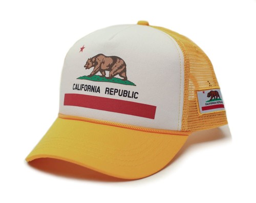 New Custom California Flag Curved Bill Cali Adult One Size Trucker Hat ...