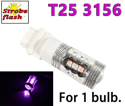 Strobe Flash T25 3156 3456 Purple 80W LED Bulb Front Turn Signal Light ...
