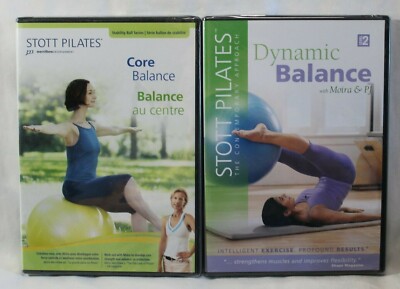 NEW 2 Stott Pilates Stability Balance Ball DVD lot Core Dynamic workout ...
