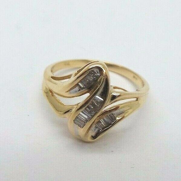 STUNNING 10K YG LADIES DIAMOND CLUSTER SWIRL RING .35 tcw SZ 7 G116265 ...