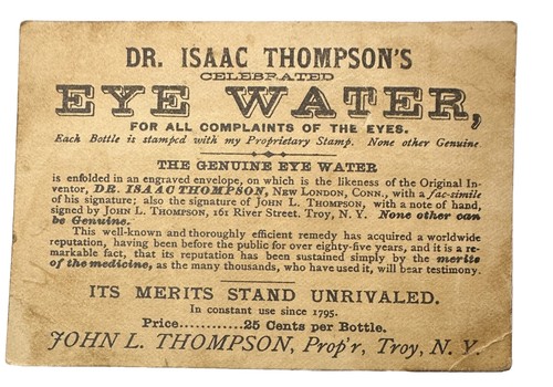 Victorian Trade Card Dr Isaac Thompson’s Eye Water John L Thompson Troy ...