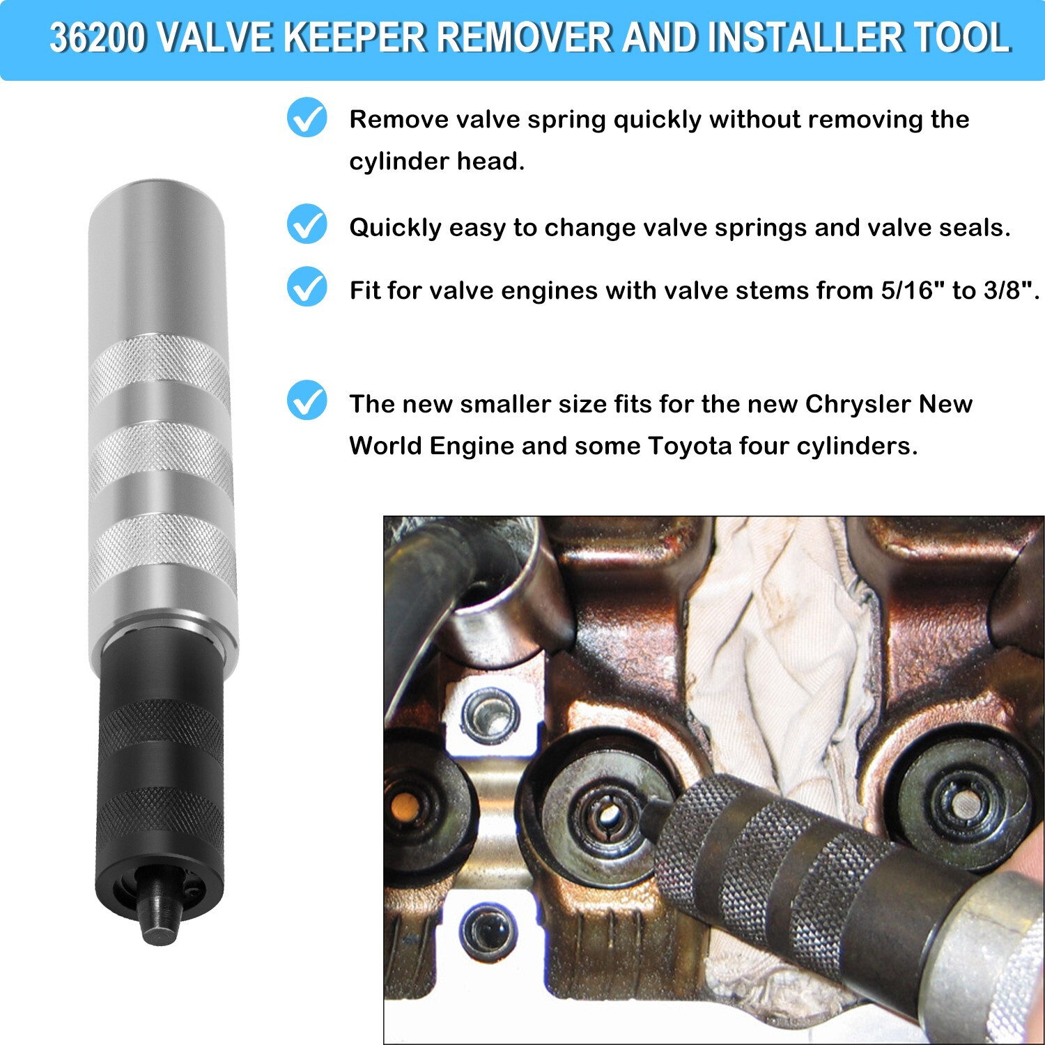 Valve Keeper Remover Installer Tool Kit Valve Spring Retainer Removal ...