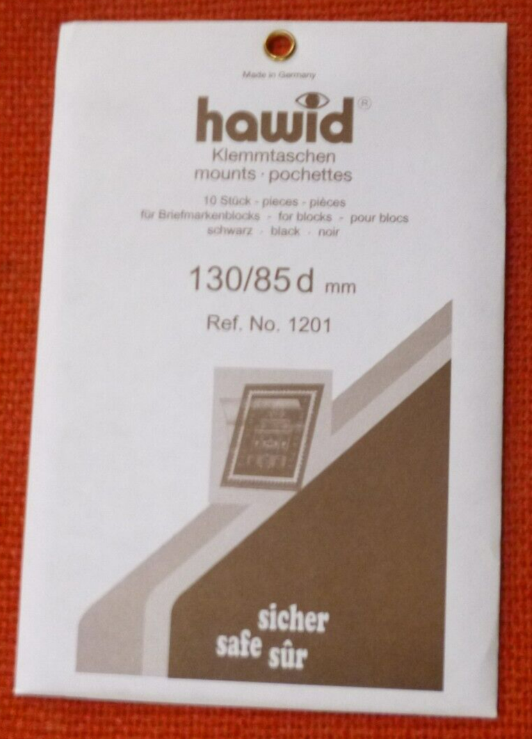 HAWID STAMP MOUNTS Block Size 130mm x 85mm BLACK Pack of 10 - Ref. No ...
