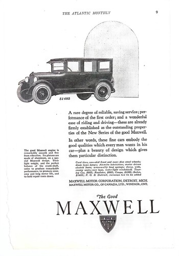 Maxwell Motor Corp Advertising Print Ad The Atlantic Monthly Magazine ...