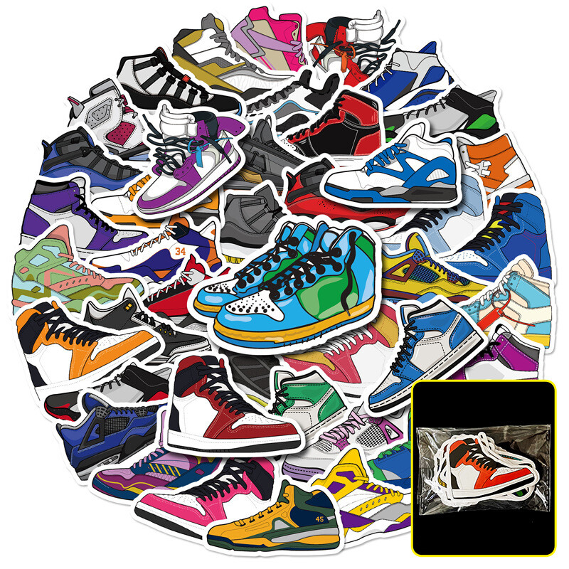 50PC sneaker stickers trendy brand personalized skateboard luggage ...