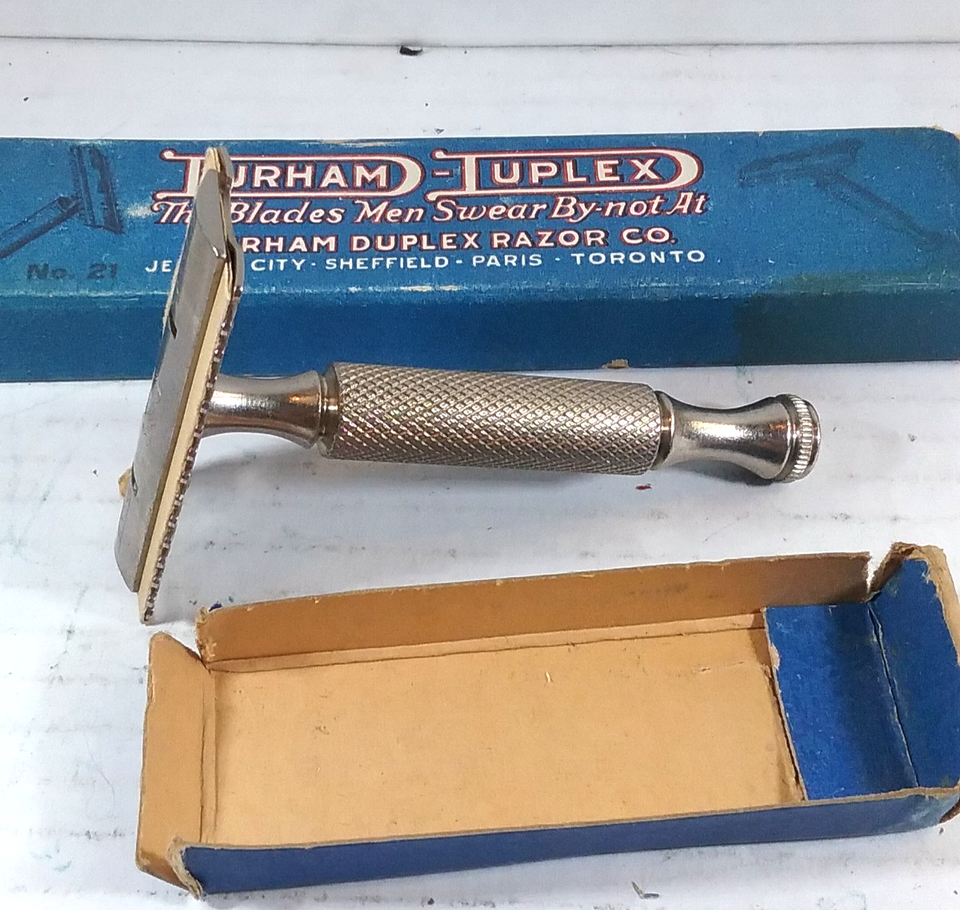 DULEX DURHAM DUPLEX Safety Razor Set in Cardboard Box (missing lade box ...