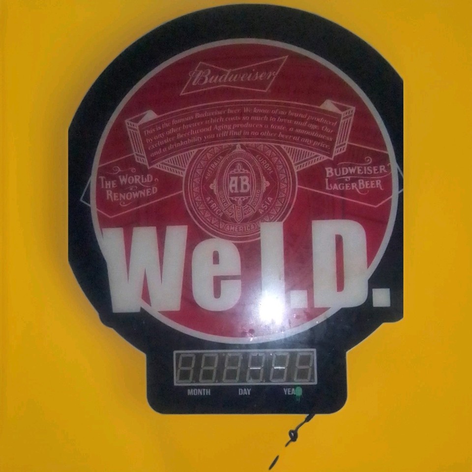 Beer Sign Budweiser WE ID Date Time Lighted LED Light Man Cave ...
