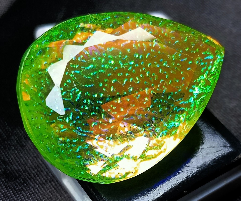 Natural Monarch Fire Opal Doublet Pear Cut Certified 87.55 Ct Loose ...