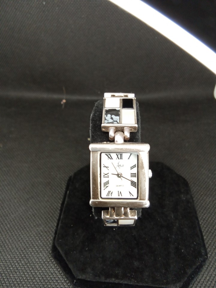 Aria Silver Checkerboard Band Watch | eBay
