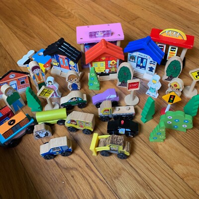 Wooden Town Play Set w/Accessories | eBay