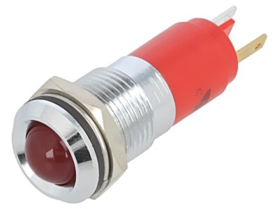 19210350 indicator light: LED convex red 24VDC Ø14mm metal, plastic CML ...