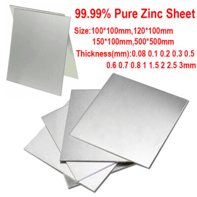Pure Zinc Zn Sheet Foil Plate 0.08 0.1-3mm 100*100 120*100 150*100 500 ...