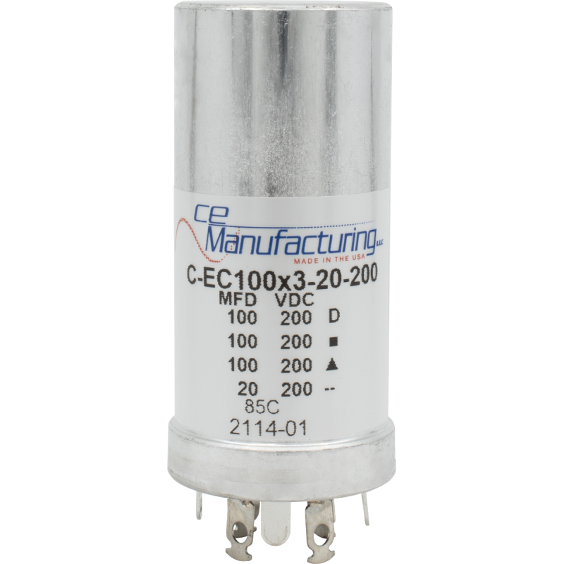 Capacitor, CE Mfg., 200V, 100/100/100/20µF, Electrolytic | eBay