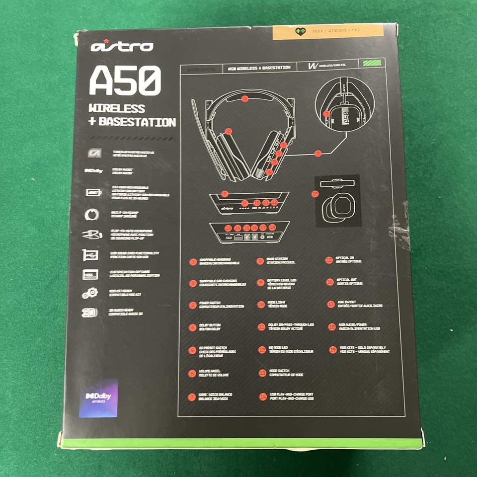 Astro Gaming A50 4th Gen Wireless Headphones + Base Station XBox PC MAC ...