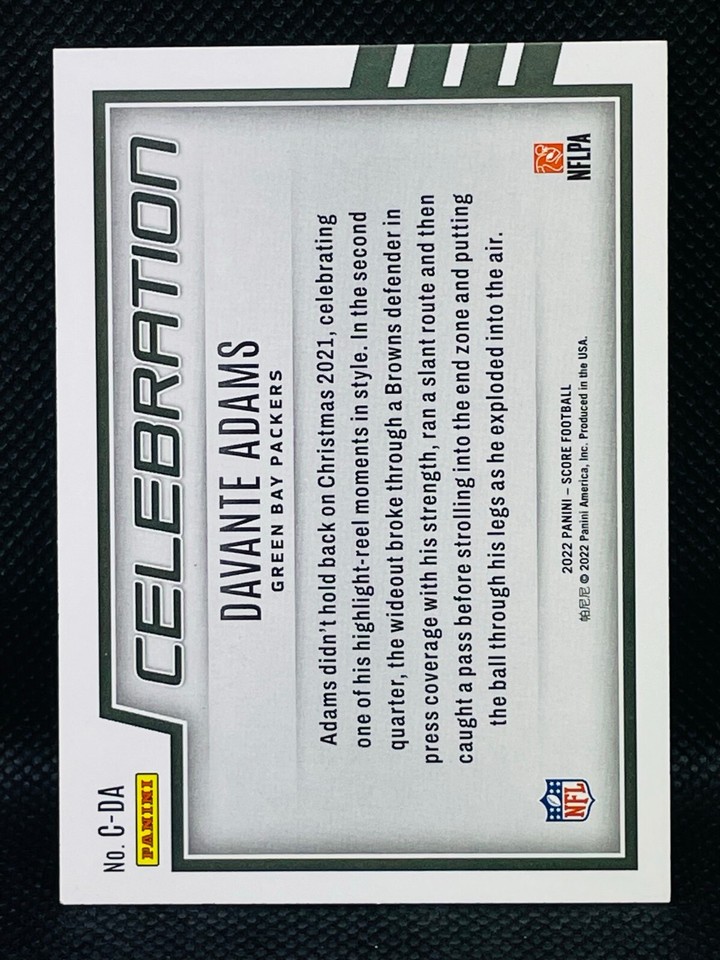 2022 Panini Score Football - DAVANTE ADAMS - Celebration Insert Card ...