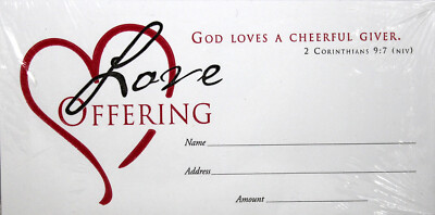 Church Offering Envelopes Love Heart Offering NEW100 Bill Size 2 ...