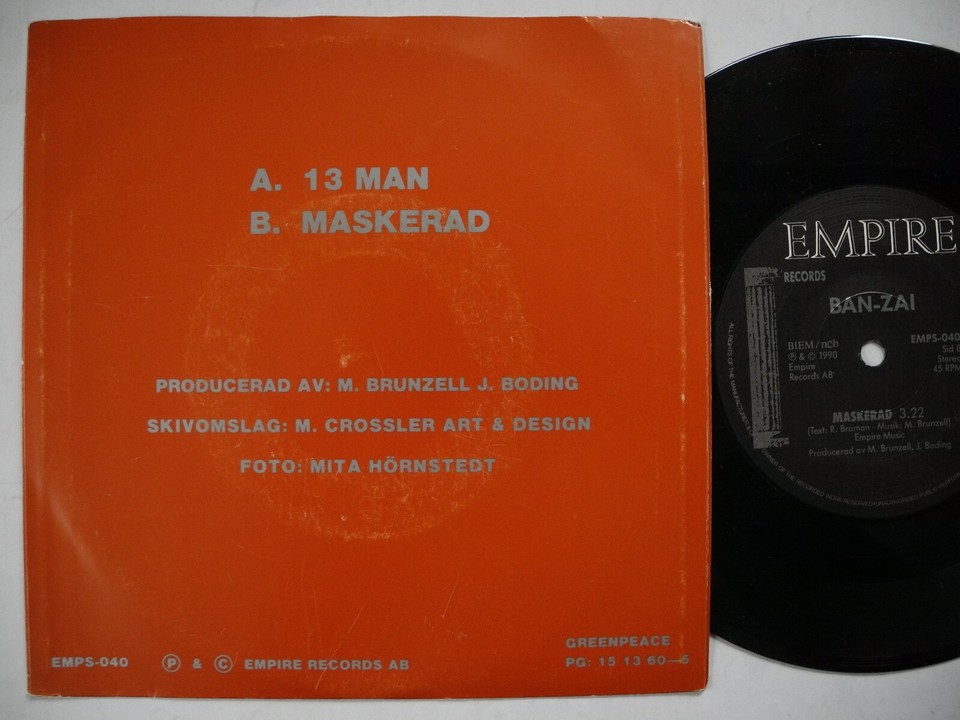 BAN-ZAI 13 Man / Maskerad 45 7" single 1990 Sweden Near Mint Banzai | eBay