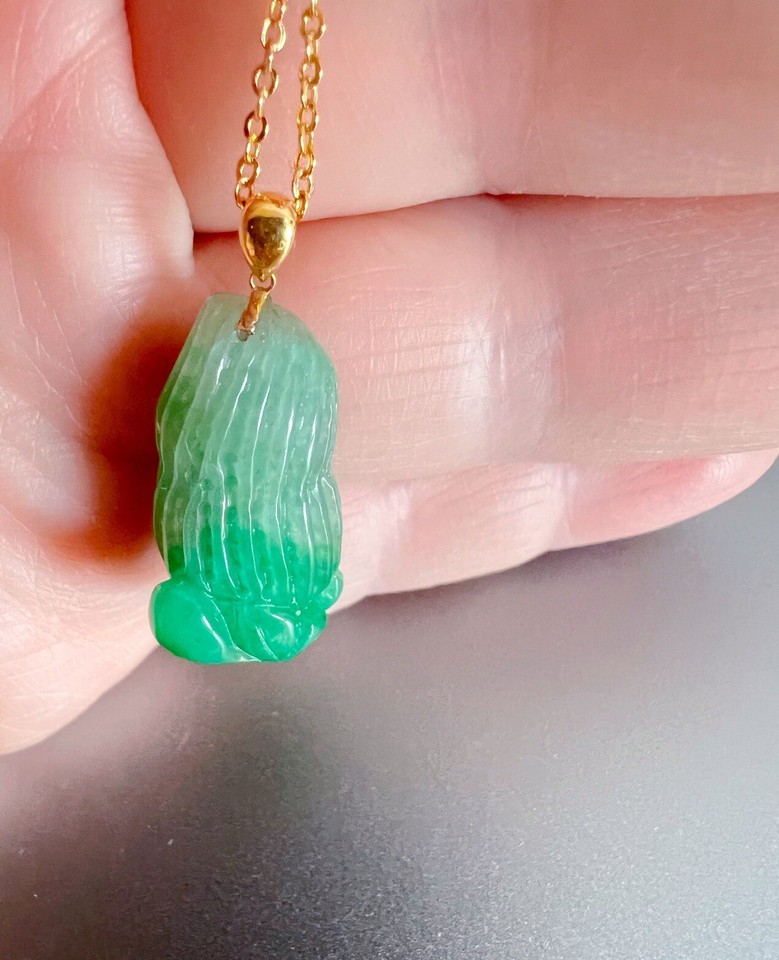 18k Yellow Gold Bail With Green Jadeite Jade Pendant W/certificate | eBay