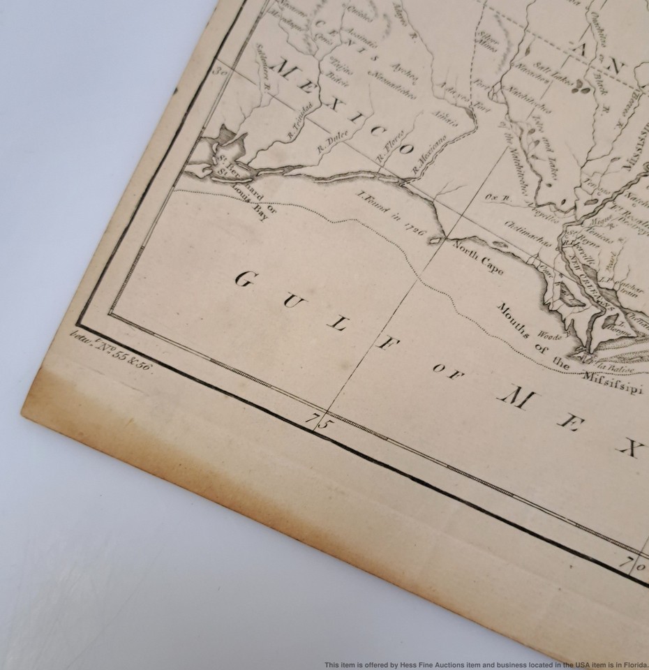 Antique 1700s Map East Coast Gulf of Mexico North America Drawn By John ...