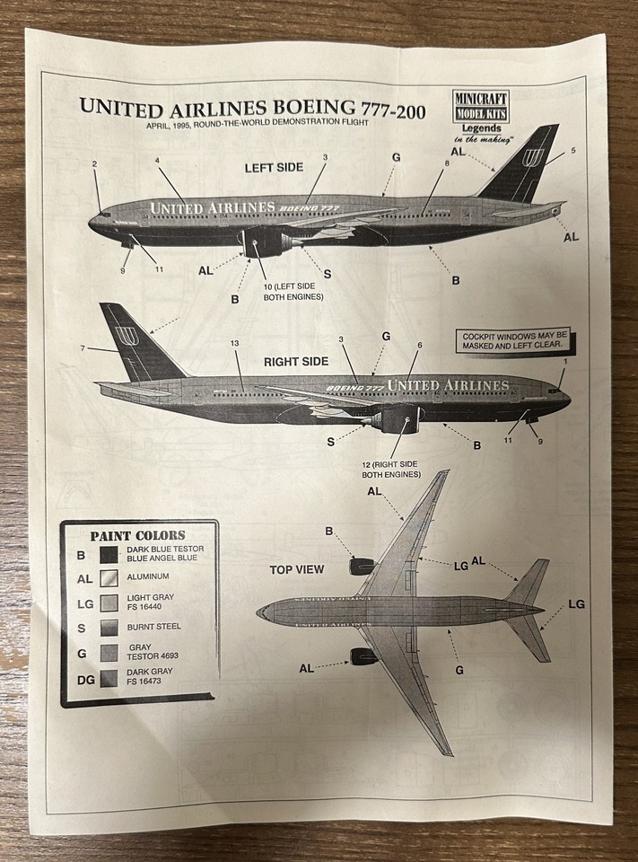 Minicraft Boeing 777-200 United Airlines 1/144 Model Kit 14483 | New ...