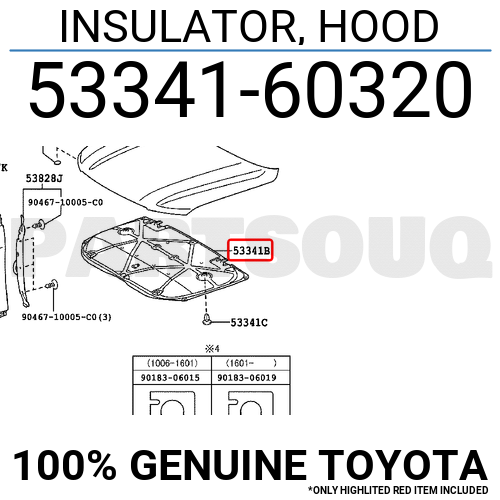 5334160320 Genuine Toyota INSULATOR, HOOD 53341-60320 | eBay