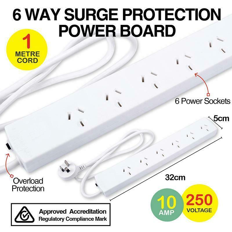 Power Board 6-Way 1 Meter Cord | eBay Australia