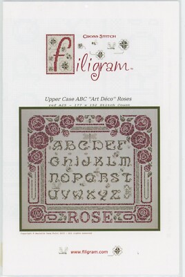 Filigram Upper Case Art Deco Roses Sampler Counted Cross Stitch Pattern ...