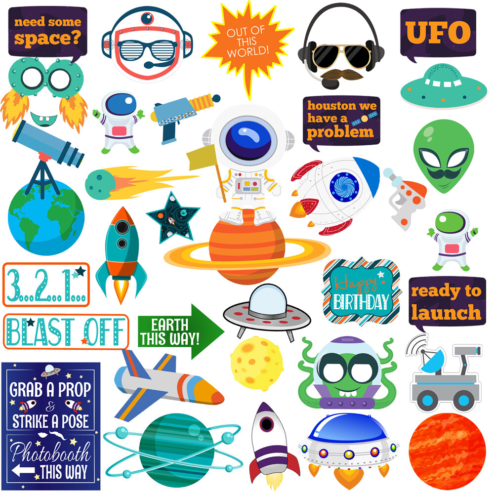 Outer Space Photo Booth Props Outer Space Party Decorations Space ...